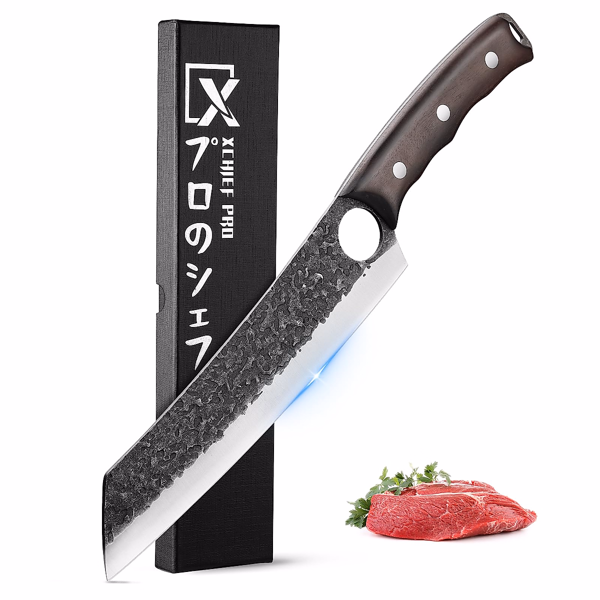XCHIEF PRO 8.35'' Kiritsuke Chef Knife - Sharp Kitchen Knife for Meat Cutting, Japanese High-Carbon Steel Cooking Knife, Full Tang Design Butcher Knife, Kitchen Gadgets with Premium Gift Box