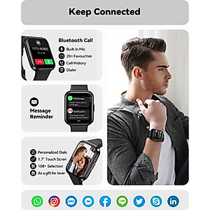 Smart Watch for Men Women(Answer/Make Call), Alexa Built-in,1.7'Fitness Watch with Heart Rate SpO2 Sleep Monitor 60 Sports IP68 Waterproof Activity Trackers and Smartwatches for iPhone Android Phones