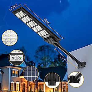 350W Solar Street Light Outdoor, 400LED Solar Flood Lights Outdoor Dusk to Dawn Motion Sensor, with Remote Control & Bracket, Security Solar Outdoor Lights IP66 Waterproof Lamp for Yard Garden Street