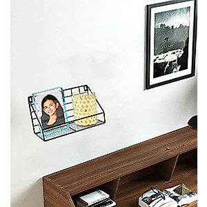 Home-X Rustic Metal Wall Floating Shelf, Small Floating Shelves for Wall, Hanging Shelf for Bedroom, Bathroom, Kitchen-9”Lx4”Wx5.5”H