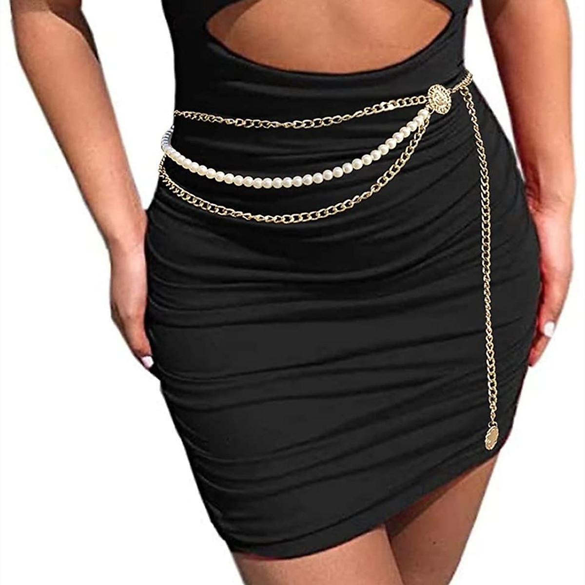 Zehope Layered Waist Chain Gold Belly Chain Peal Dresses Chain Body Chain Accessories Jewelry for Women