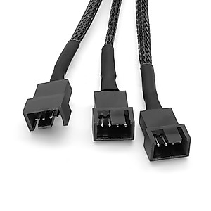 Gavemi Fan Splitter, PWM 4 Pin PC Case Fan Splitter Adapter Cable Compatible 3 Pin Fan, 12.6 inches