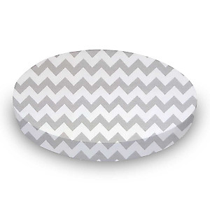 SheetWorld Baby Fitted Round Crib Sheet, 100% Cotton Woven Sheet, Unisex Boy Girl, 42 x 42 inches, Grey Chevron Zigzag, Made in USA