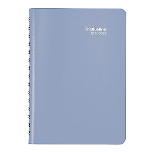 Blueline Essential Academic Weekly/Monthly Planner, 13 Months, July 2023 to July 2024, Twin-Wire Binding, Soft Vicuana Cover, 8" x 5", Cloud Blue (CA101F.02-24)