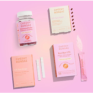 Cheeky Bonsai, UTI Care Kit Bundle - Complete UTI Care Kit Contains: Cheeky Bonsai Bye Bye UTI Drink Mix, Cheeky Bonsai UTI Test Strips, and Cheeky Bonsai UTI Pain Relief