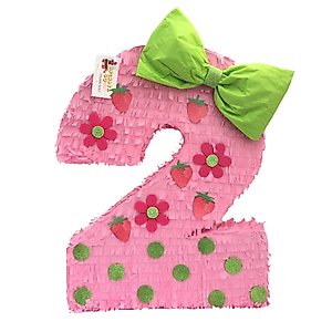 20" Tall Strawberry Theme Number Two Pinatal Strawberry Party Decorations Second Birthday Party Supplies