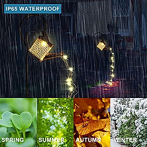 Solar Watering Can with Lights Garden Decor Large Solar Powered Lanterns Hanging Waterproof LED Decorative Retro Metal Kettle String Lights for Yard Pathway Walkway Gardening Gifts