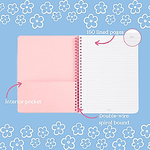 ban.do Rough Draft Mini Spiral Notebook, 9" x 7" with Pockets and 160 Lined Pages, I Am Very Busy