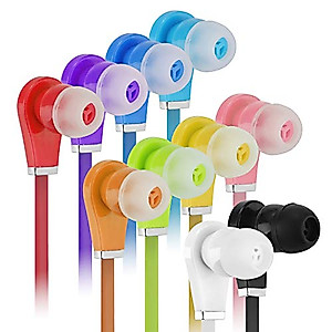 CN-Outlet Bulk Earbuds with Microphone - Wholesale 50 Pack Earphones Noodle Headphone with Mic Multi Colored Ear Buds Bulk for School Classroom Students Kids and Adult (50Pack,Mix10color)