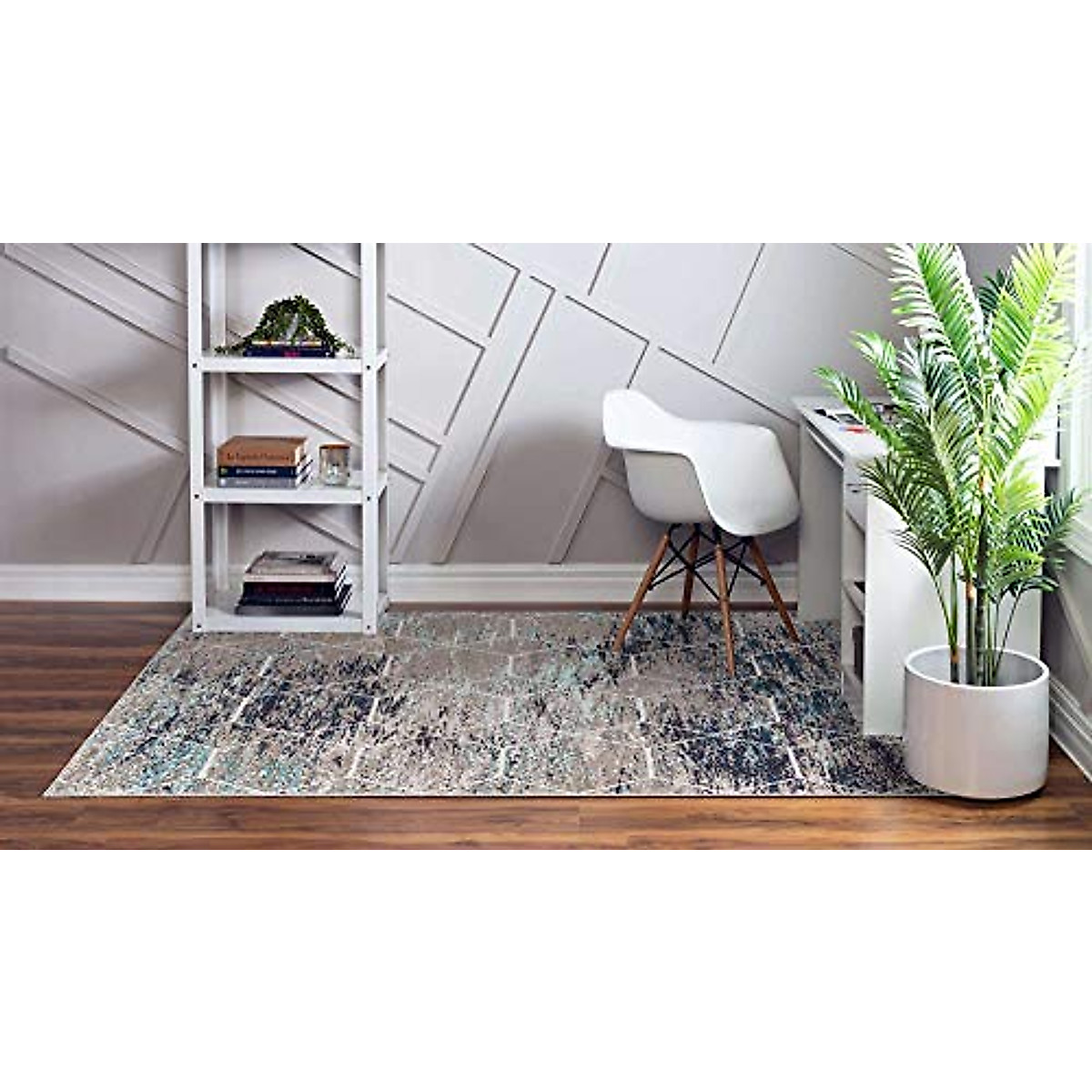 Unique Loom Trellis Frieze Collection Area Rug - Geometric (5' x 8', Blue Multi/ Ivory)