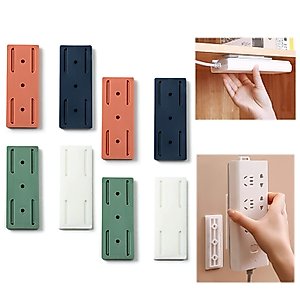 Self-Adhesive Desktop Socket Fixer, 2023 New Adhesive Punch Free Socket Holder, Premium Wall-Mounted Plug Fixer Sticker Desktop mountable Plug-in Socket Fixer Bracket Stand (8 Pcs)