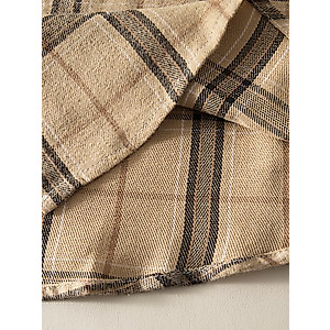 Floerns Men's Plaid Flannel Shirts Long Sleeve Regular Fit Button Down Causal Shirts Khaki L