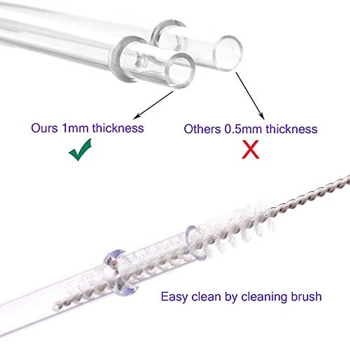 Dakoufish 12" Long Clear Reusable Tritan Replacement Drinking Straws for 40 oz,30 oz & 24 oz Mason Jar,Tumblers, Set of 12 with Cleaning Brush (12inch,Clear)