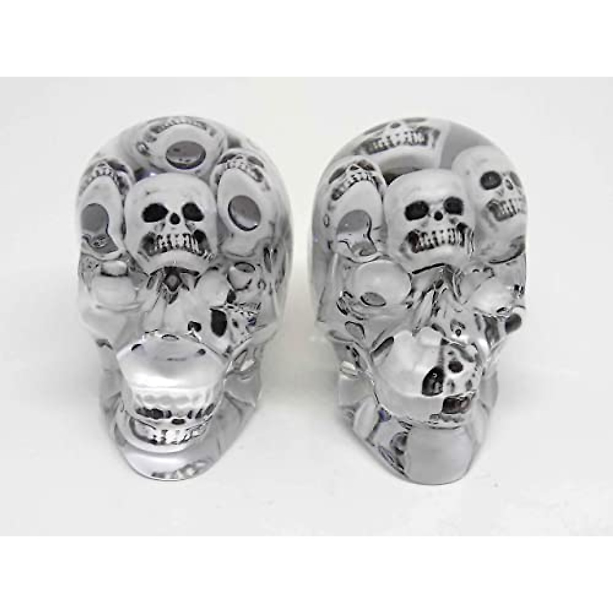 Clear Skull Door Knobs Drawer Knobs with Mini Skull Beads (Set of 2)