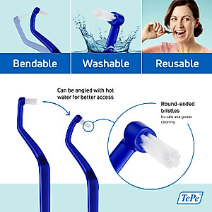 TEPE Angled Soft Bristle Toothbrush, Orthodontic Toothbrush for Braces, Small Head Toothbrush for Retainers, Implants, Universal Care, 1 Pk