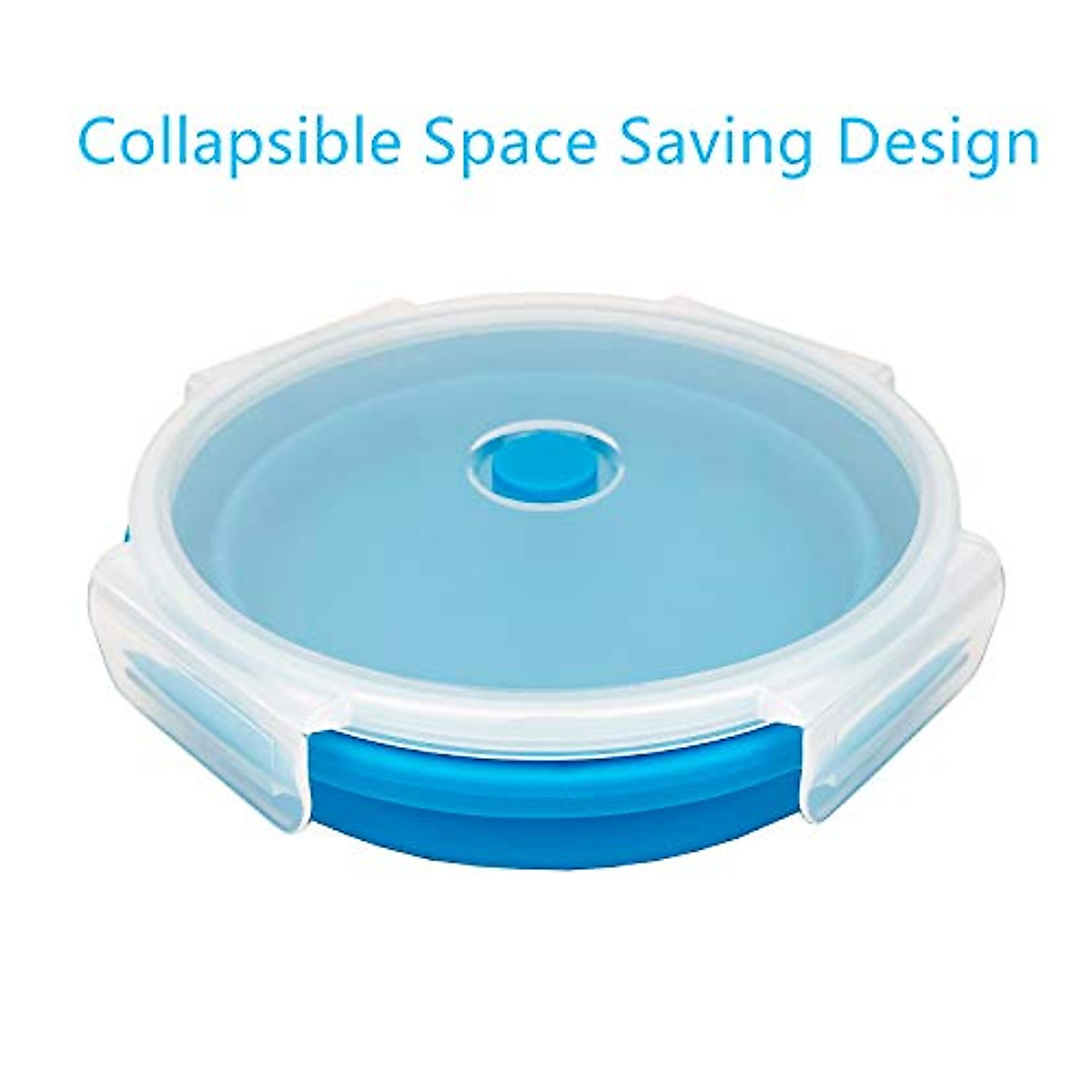 CARTINTS 1100ml Large Collapsible Food Storage Containers with Lids Silicone Food Container Collapsible Silicone Leftover Containers, Microwave Freezer Safe, For Camping Travel, 3Pack, Blue