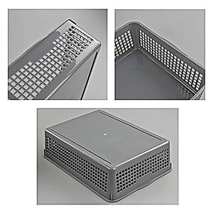 Nicesh A4 Size Plastic Basket, Desktop File Storage Organization Tray, Set of 6 (Grey)