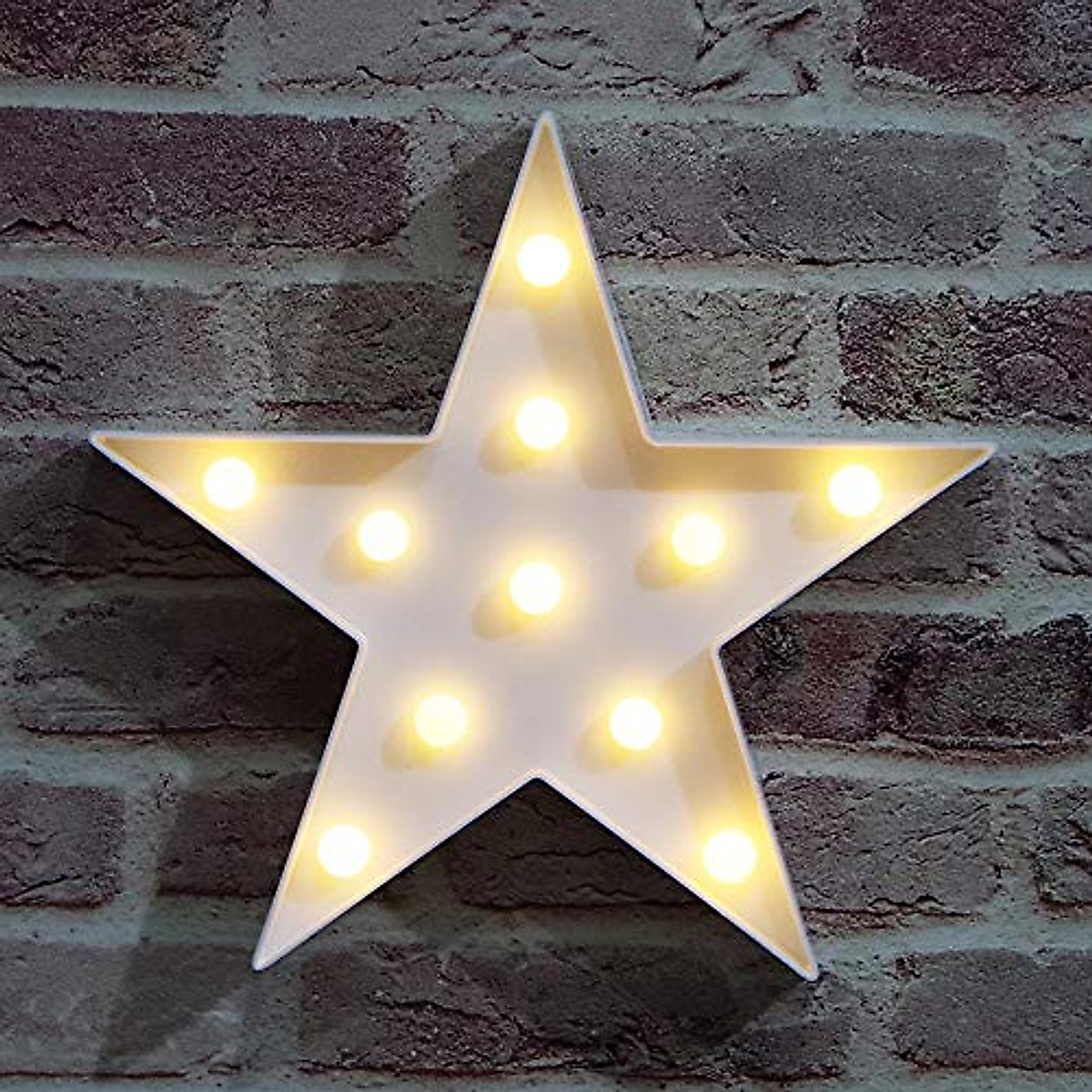 LED Marquee Star Signs Night Lights, Battery Operated Star Shaped Desk Table Lamp for Kids, Baby, Child, Girl Gift, Nursery Room, Wall Decor-Star(White)