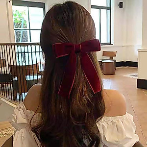 2 Pcs Velvet Hair Ties, Bows for Women, Back to School Gifts Headdress Decor, Hair Band Set, Baby Teen Girl Stuff Hair Styling Accessories, Toddler Girl Cute Hair Clips, Red and Black