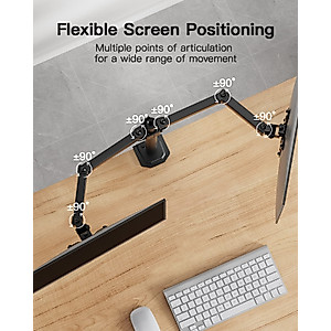 HUANUO Dual Monitor Mount for 2 Monitors up to 30 inches, Heavy Duty Dual Monitor Stand Holds up to 22 lbs, Dual Monitor Arm with Height Adjustable Tilt Swive Rotate, VESA Hole 75mm or 100mm
