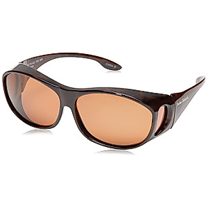 Foster Grant Solar Shield-Arrowhead Polarized Rectangular Fits Over Sunglasses, Tortoise, Medium