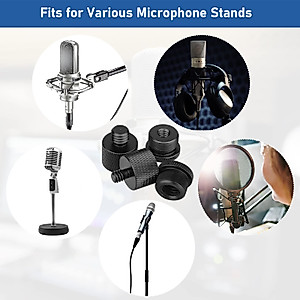 Mic Stand Adapter Set,8 Pcs Mic Thread Adapters-5/8 Female to 3/8 Male and 3/8 Female to 5/8 Male, 5/8 Female to 1/4 Male and 1/4 Female to 5/8 Male-Screw Adapter for Microphone Stand Mic Boom Arm