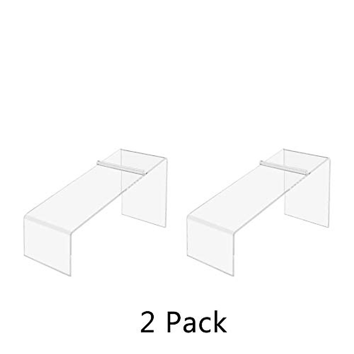 2 Pack Acrylic Shoe Display Stand Clear Premium Lucite 4"W x 5"H Slanted Footwear Showcase Riser with Heel Stop for Retail Shops and Clothing Stores by Marketing Holders
