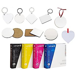 Sawgrass SG500 Sublimation Printer - Bundle - with Inks, 220 Sheets SUBLIMAX Paper, 10 Pieces Sublimation Blanks, Design Software & 3 Rolls Tape