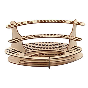 Pokinge Wooden Paint Brush Holder,105 Holes Desk Stand Paintbrush Organizer Paintbrush Holder Organizer Paint Brush Rack for Pencils Pens Paint Brushes