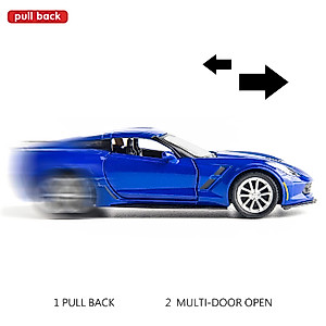 RMZ City 1:36 Compatible for Diecasting Alloy Car Model Chevrolet Corvette Toy Car, Pull Back Vehicles Toy Car for Toddlers Kids Boys Girls Gift Blue