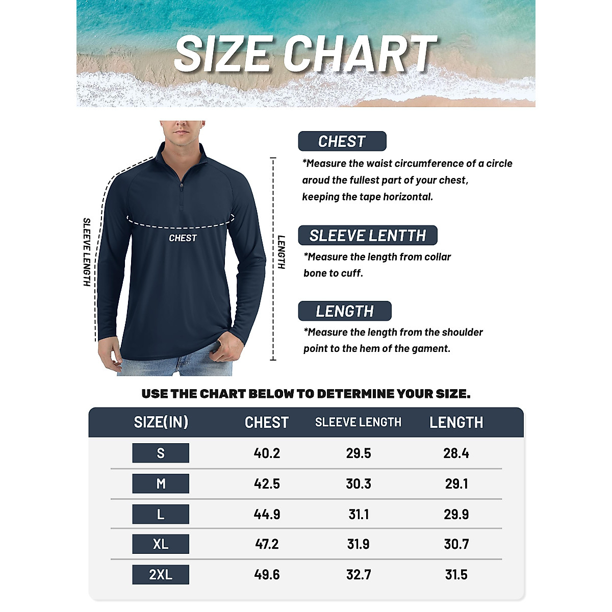 TACVASEN Sun Shirts for Men Long Sleeve UV Protection Rash Guard Shirt Hiking Shirts Summer Shirts Golf Shirts Quick Dry Workout Shirts Navy XL