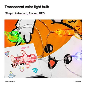 20 LED Children's Room LED String Light Astronaut Spaceship Rocket Pendants Holiday Party Lights Wall Window Nursery or Kids room Decor Wedding Around the Garden Party Patio Christmas (multicolour)