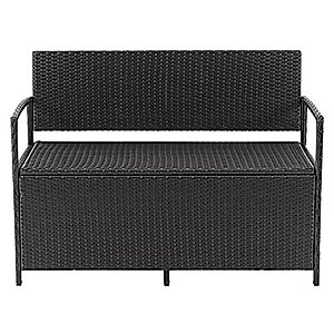 CorLiving Parksville Patio Black Wicker/Rattan Storage Bench