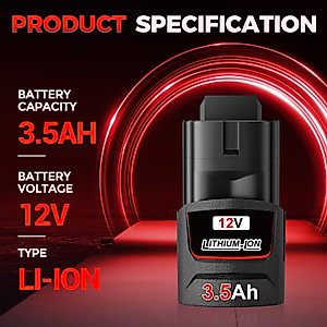 GROWFEAT 3.5Ah 12V Replacement for Milwaukee M-12 Battery Lithium-Ion Compatible with Milwaukee 12Volt Cordless Tools 48-11-2411 48-11-2420 48-11-2401 48-11-2402 48-11-2430 48-11-2440(2Pack)