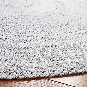 SAFAVIEH Braided Collection 3' Round Silver / Charcoal BRD800G Handmade Country Cottage Reversible Area Rug
