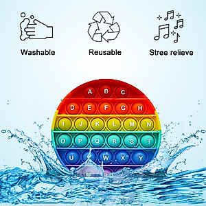 Proweber Alphabet Pop Fidget Toy Letters ABC Numbers Learning and Educational Toy Round Sensory Toys Popper Games Gift for Kids ADHD 4 Packs Double Side(2 Phonetics Numbers and 2 Uppercase Lowercase)