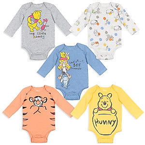 Disney Winnie the Pooh Eeyore Tigger Piglet Infant Baby Boys 5 Pack Bodysuits 12 Months