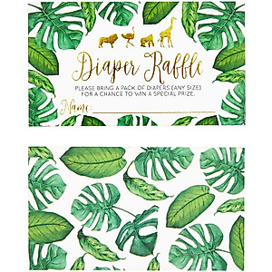 Sparkle and Bash Diaper Raffle Tickets for Baby Shower (60 Count) Jungle Safari