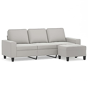 YAFF 3-Seater Sofa with Footstool Light Gray 70.9" Microfiber Fabric