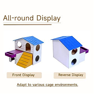 BEEMERIT Pet Small Animal Hideout Hamster House with Funny Climbing Ladder Slide Wooden Hut Play Toys Chew Toys for Small Animals Like Dwarf Hamsters and Guinea Pigs