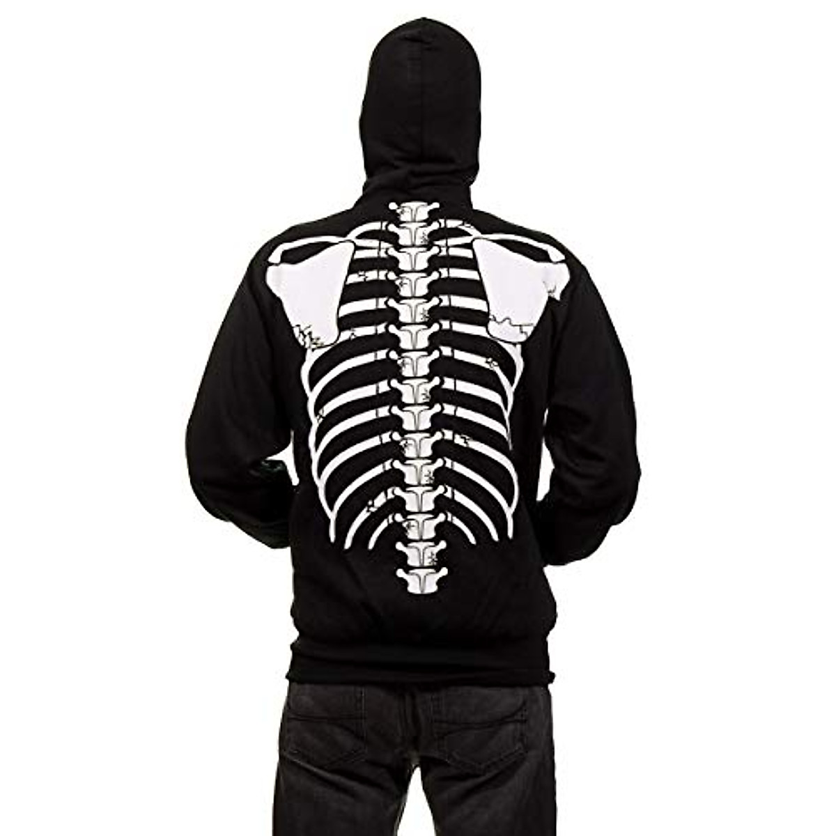 Calhoun Men's Glow in The Dark Skeleton Costume Zip Hoodie (Black, X-Large)