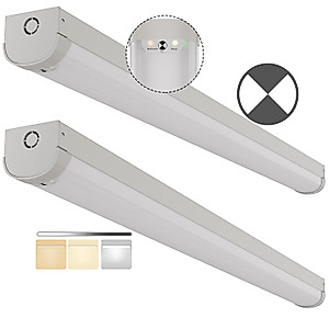 2 Pack 4FT LED Linear Strip Emergency Stairwell Light, 3 CCT Selectable, 20W/40W, 2500lm/5000lm, Battery Backup, 30K/40K/50K, IP20, 0-10V Dimmable 4 Foot Commercial LED Shop Ceiling Light Fixture, FCC