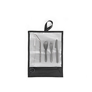 PICNIC TIME Tarana Insulated Lunch Bag made from Recycled Material, Lunch Box with Picnic Set, Upcycled Lunch Cooler Bag, (Carbon Black)