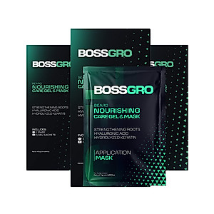 Bossgro Beard Growth Kit, Special Beard Growth Gel with Microfiber Mask, Nourishes and Revitalizes Beard and Mustache (Every Kit Contains 4 Packs of Gel and 1 Microfiber Mask) (3 Package)