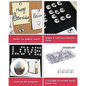 PAPERPAL 500 Standard Thumbtacks for Cork Board, Flat Thumb Tacks for Posters, Bulletin Board Tacks, Metal Pushpins for Office School & Personal Use