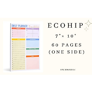 ECOHIP 10x7 6 Pack 60 Pages Daily Planner Lists to Do List Notepad Notebook Meal Planner Fitness Journal Appointment Book Undated Note Pad Total 360 Pages