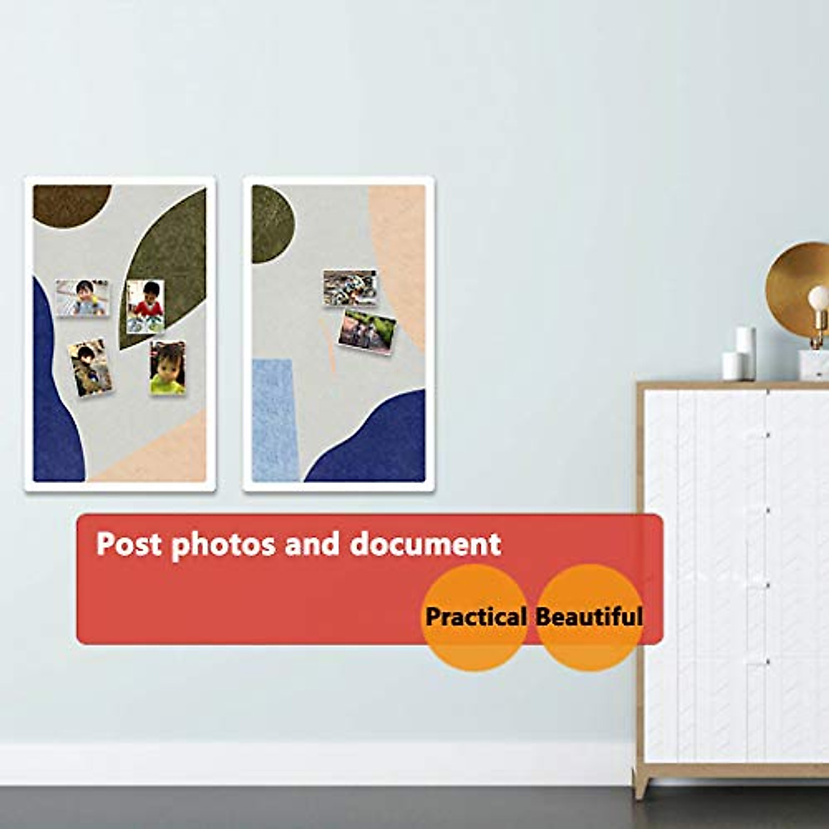 Wall decoration Creative Felt Board, self-Adhesive Cork Board Photo Wall, DIY Children's Room Message Board (24.4x40.2 in)