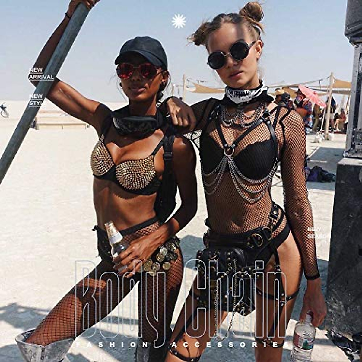 GEMILY Leather Leg Harness Black Goth Punk Thigh Chains Rave Accessories Party Thigh Holster Strap Leg Chain Body Chains for Women and Girls (1)