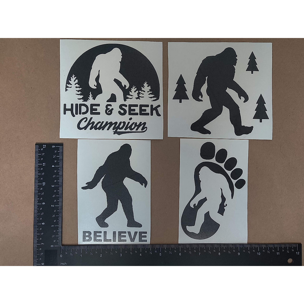 Sasquatch, Bigfoot, Hide and Seek Champion Decals (Black, Large ~5")
