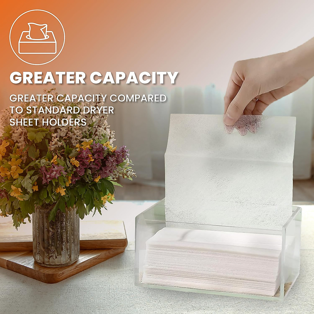 Generic Pick & Go Acrylic Dryer Sheet Holder, Transparent Dryer Sheets Container for Laundry Room Organizer, Clear Dryer Sheet Dispenser Container Box with Lid